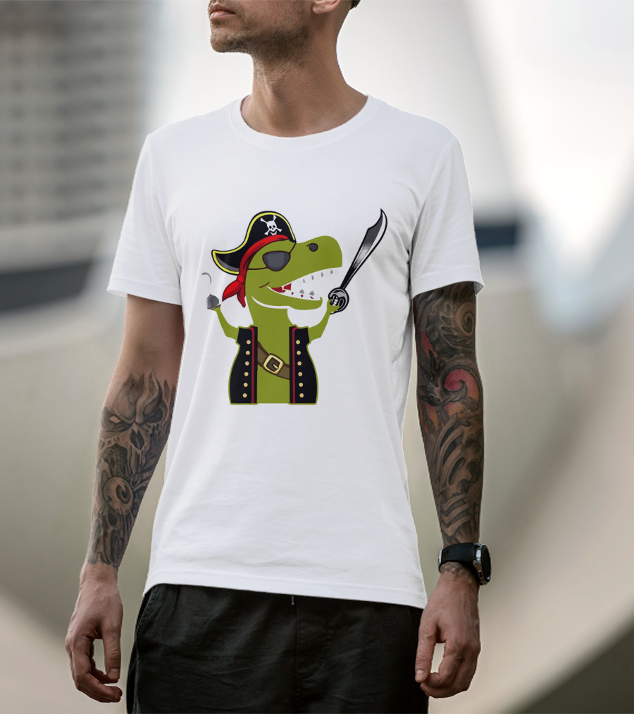 Pirate Dinosaur With Hook And Sword T-Shirt