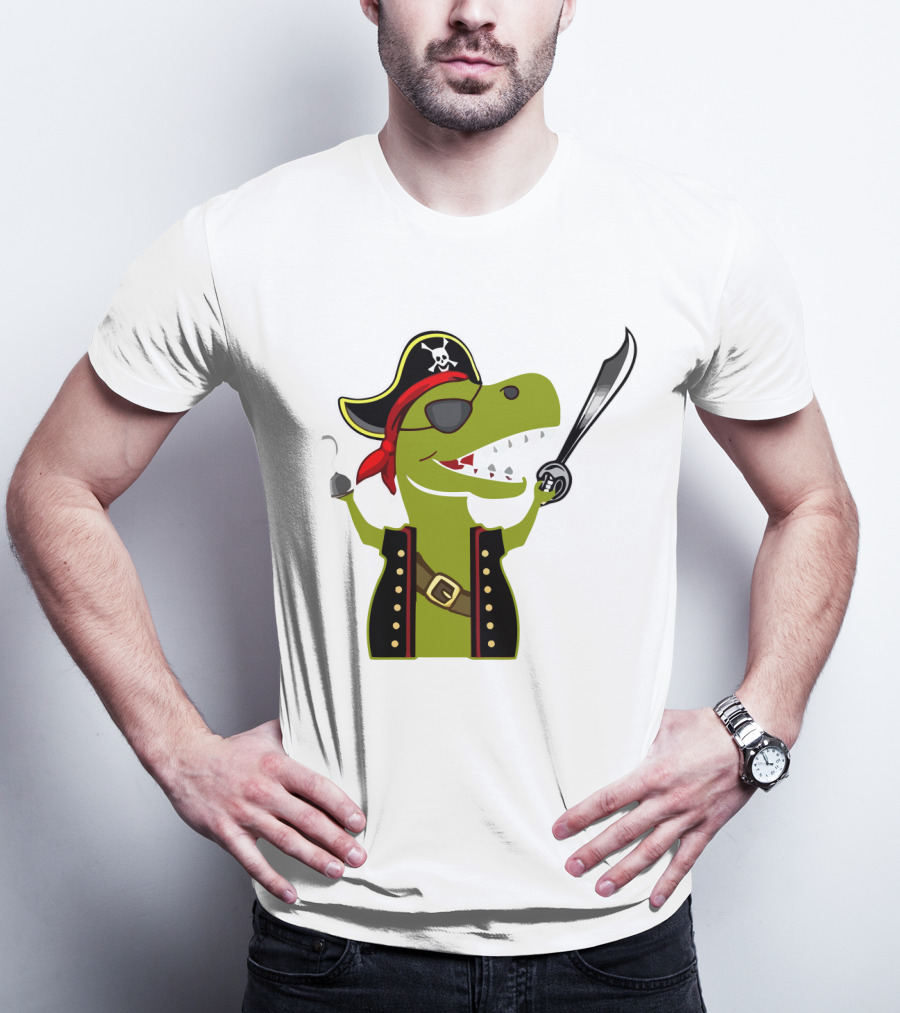 Pirate Dinosaur With Hook And Sword T-Shirt