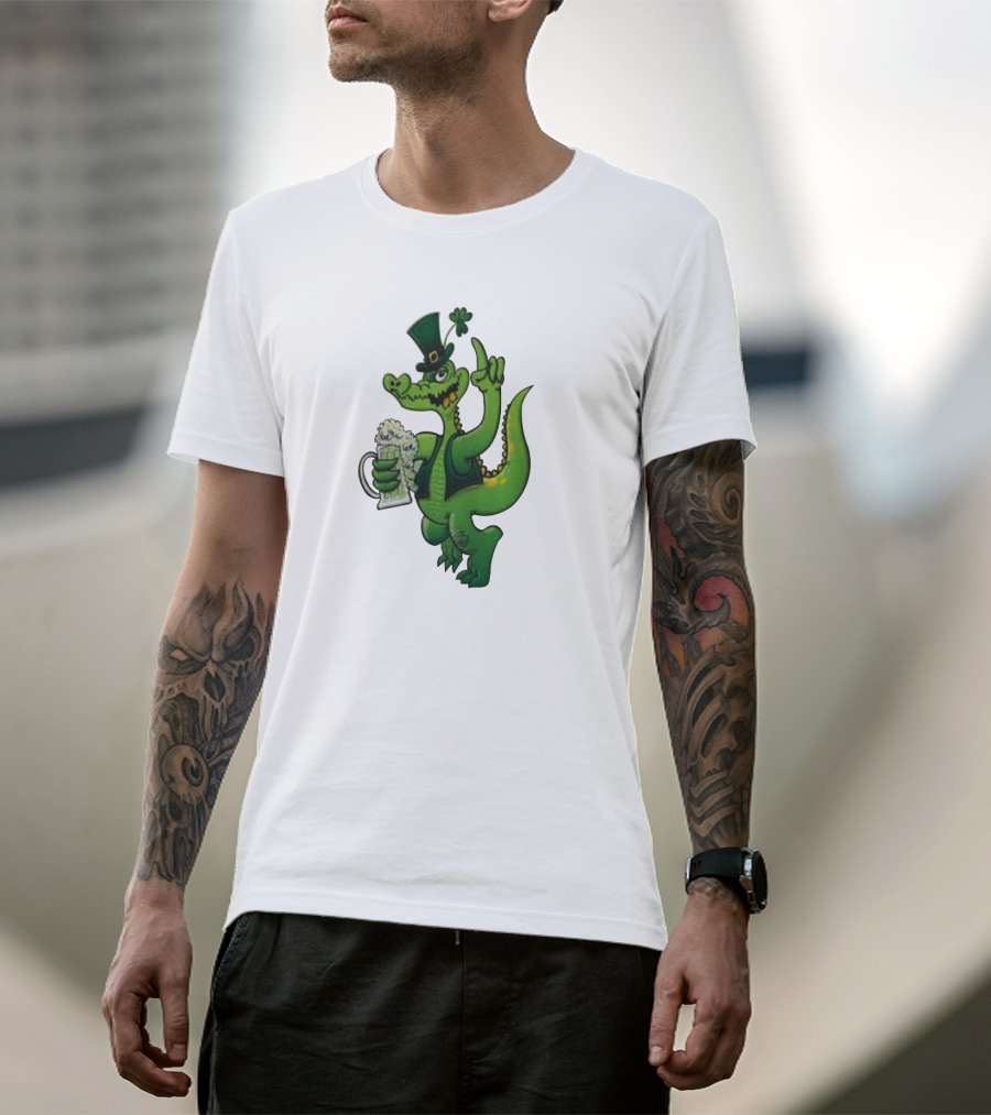 Dinosaurs Patricks Green Beer Hat Clover T-Shirt