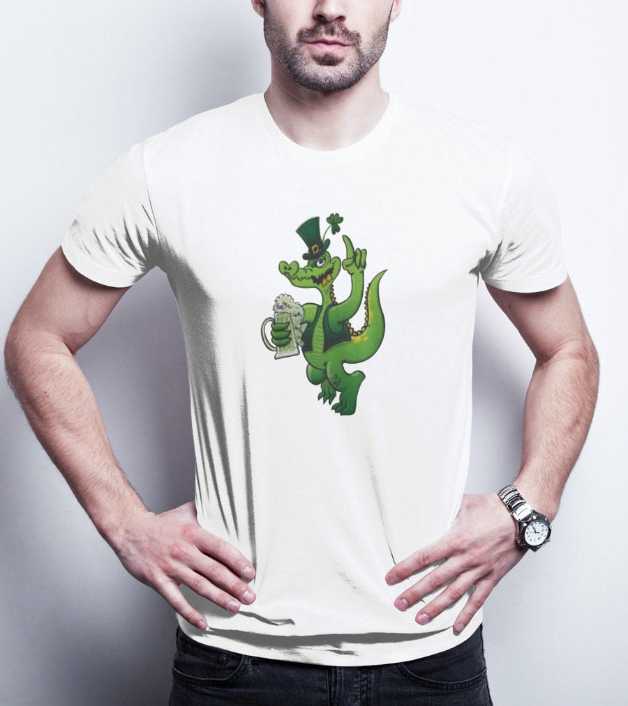 Dinosaurs Patricks Green Beer Hat Clover T-Shirt