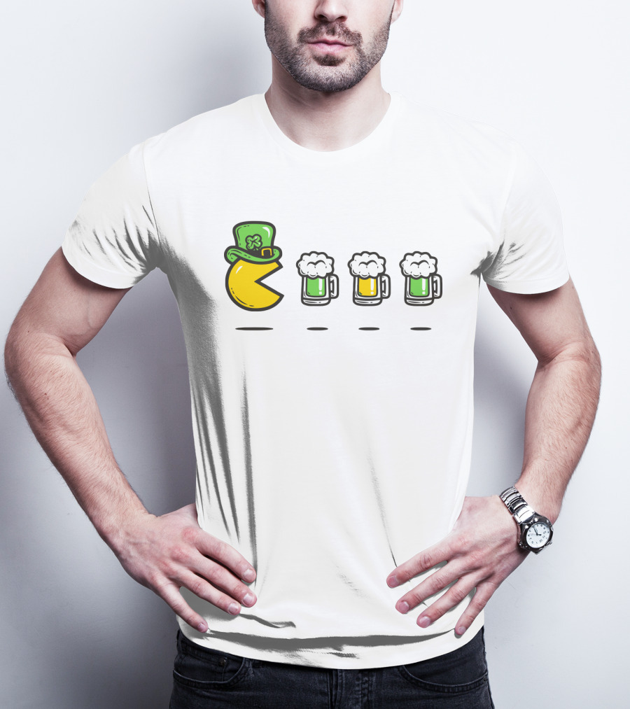 Pacman St. Patrick's Day Beer Mugs Hat T-Shirt