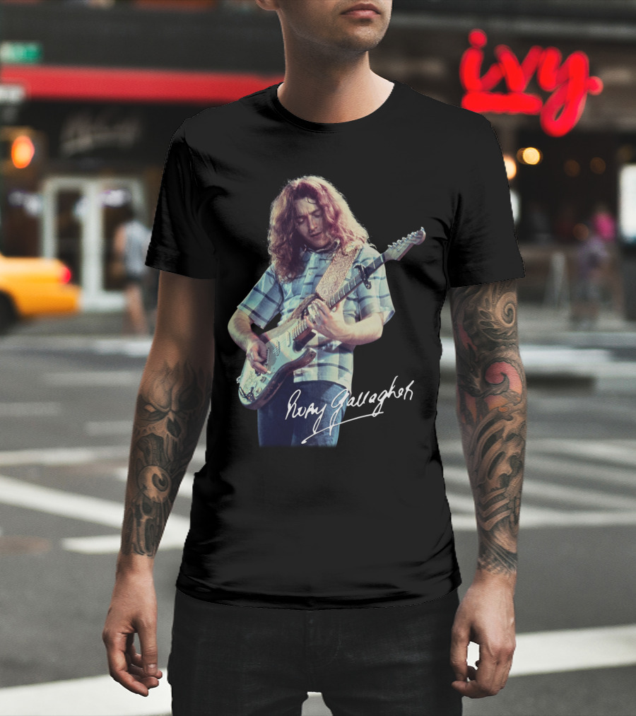 Rory Gallagher Iconic Guitarist With Signature Blues Performance T-Shirt
