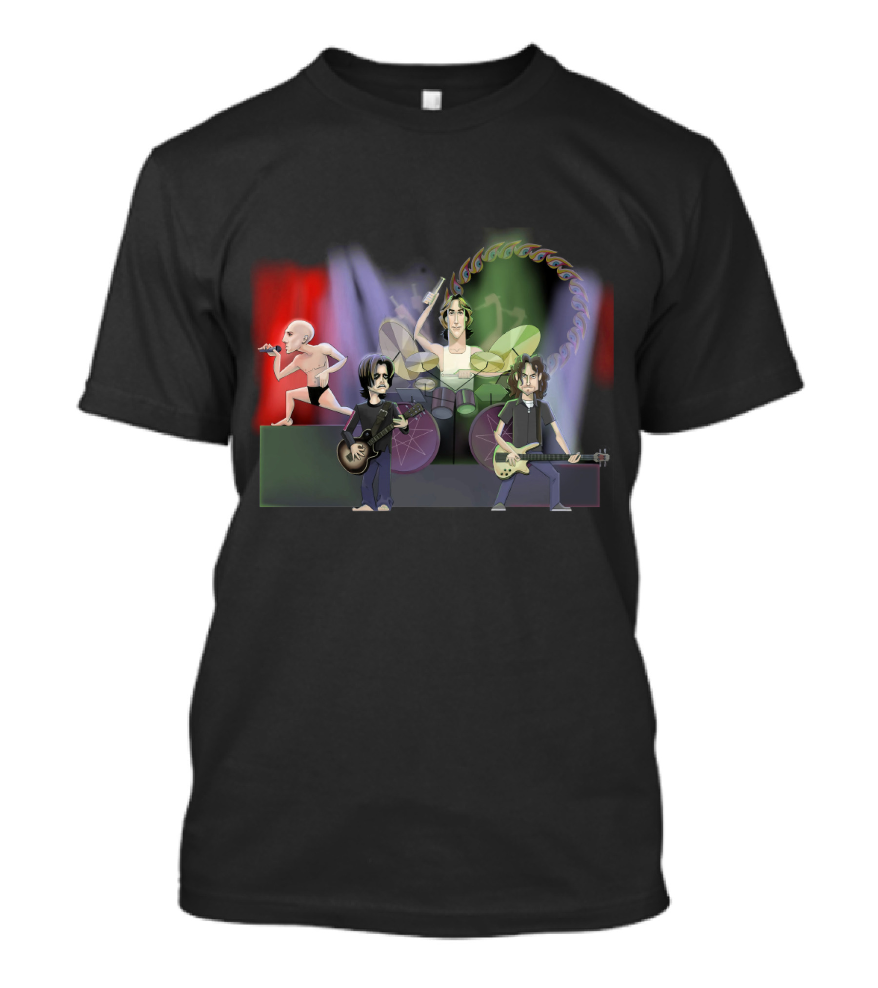 Tool Band Caricature Concert Scene With Animated Rock Musicians T-Shirt