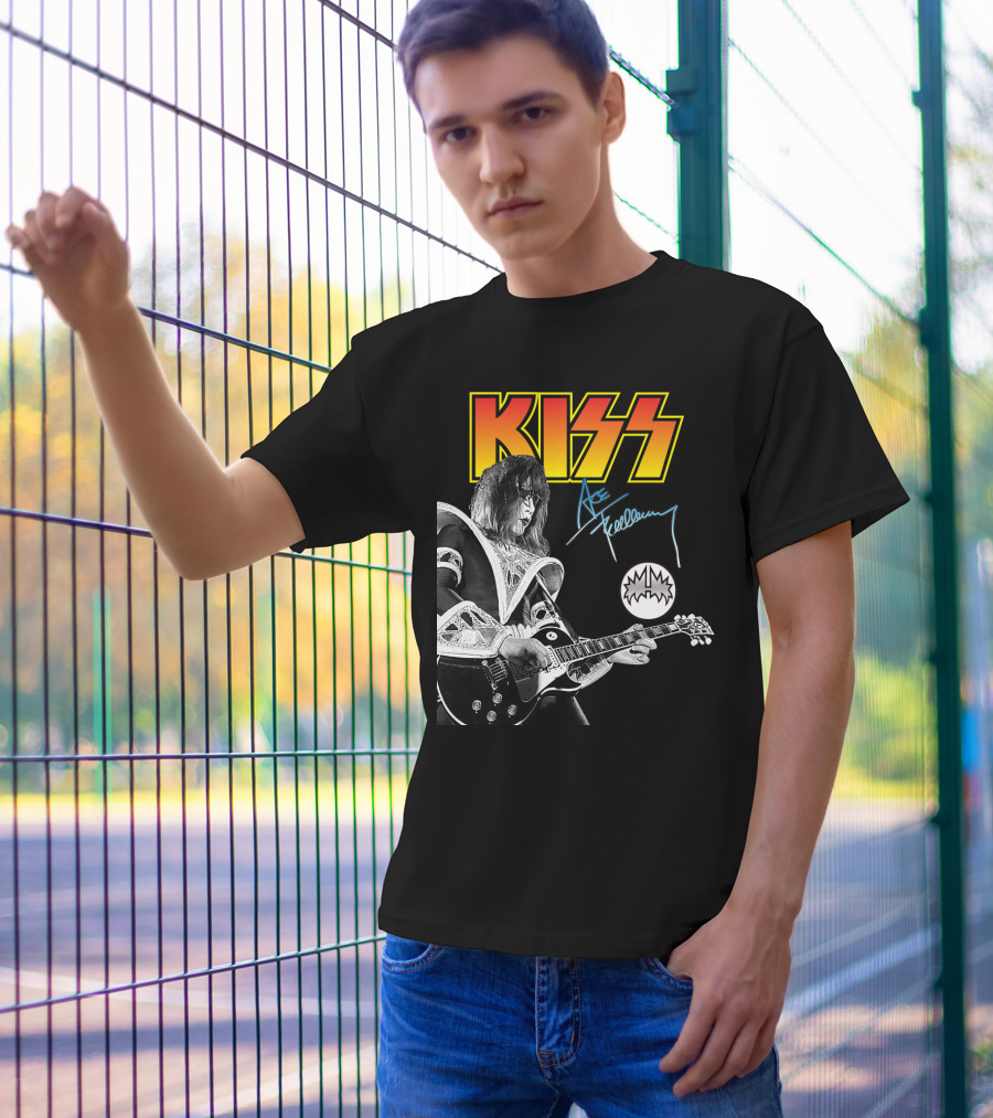 KISS Ace Frehley Signature Electric Guitar Iconic Rock Legend T-Shirt