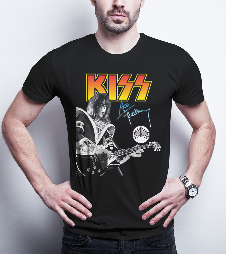 KISS Ace Frehley Signature Electric Guitar Iconic Rock Legend T-Shirt