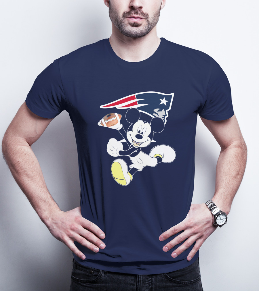 Mickey Patriots Football Fan Crossover With Iconic New England T-Shirt