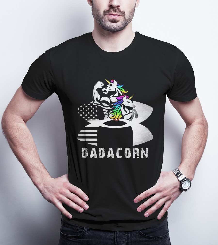 Dadacorn Unicorn Dad Flag Bald Eagle T-Shirt