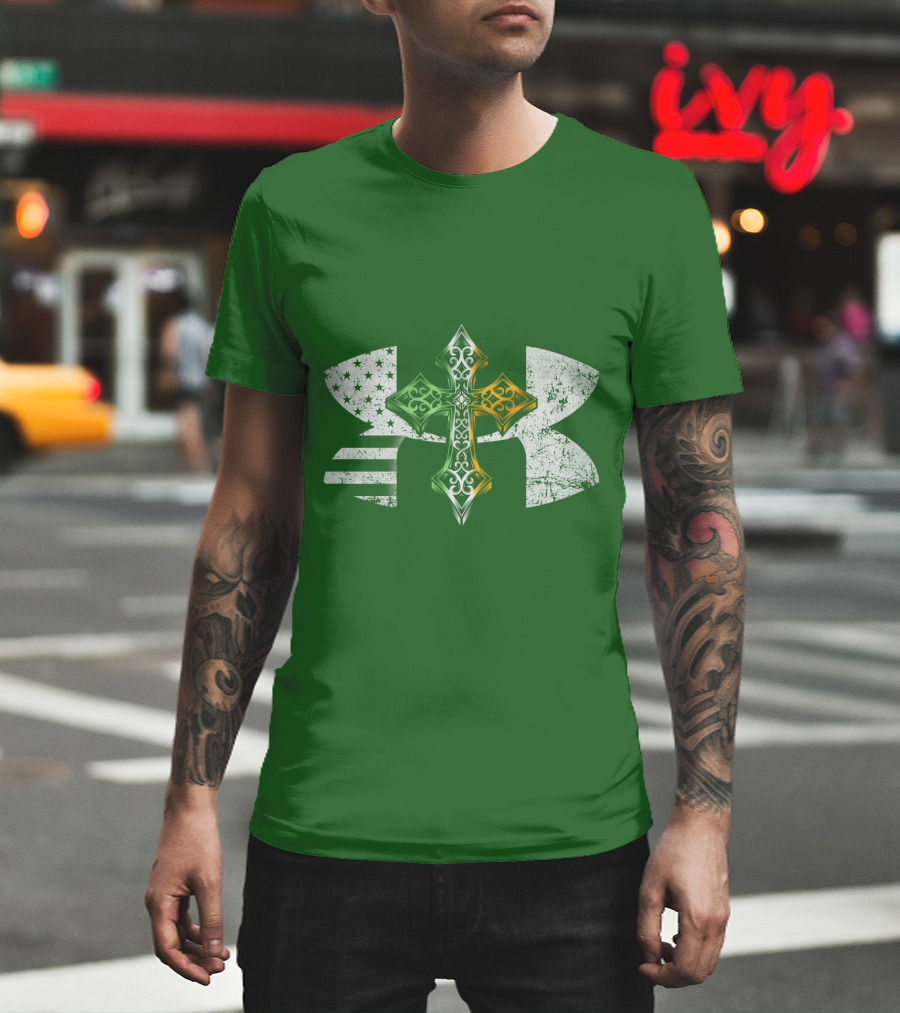 Under Armour Celtic Cross USA Flag T-Shirt