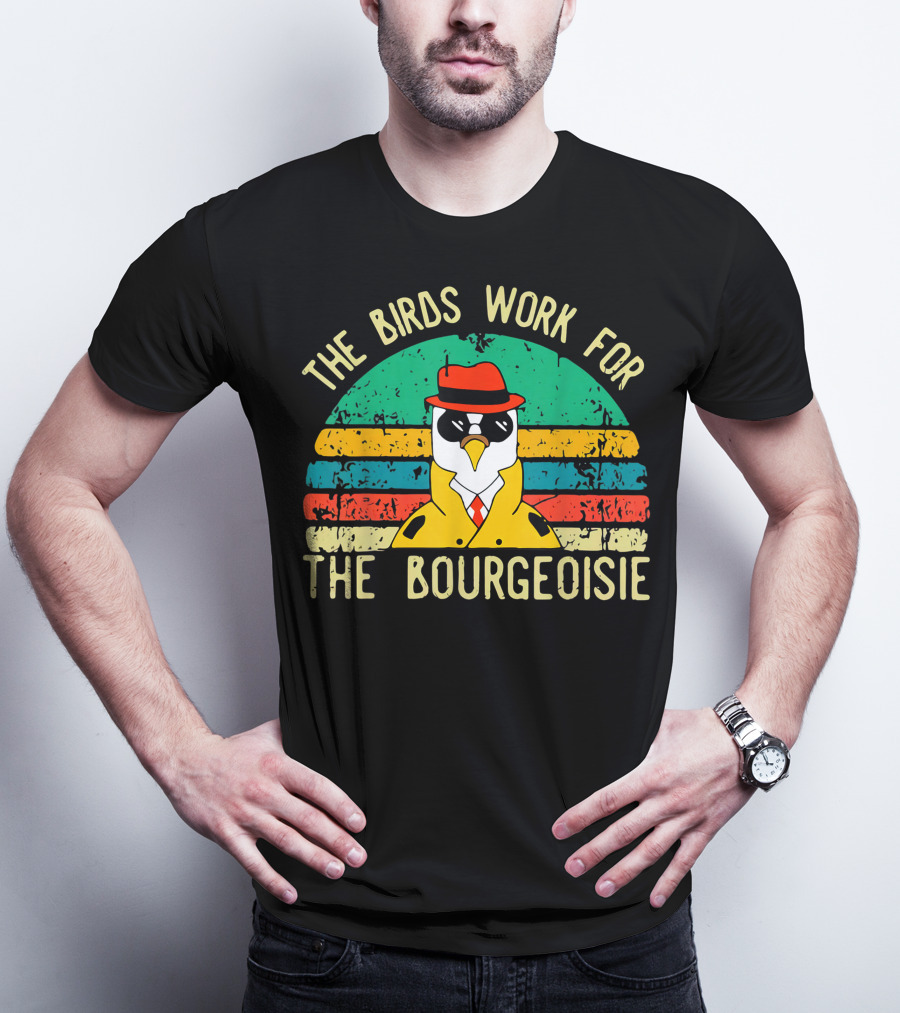 The Birds Work For The Bourgeoisie Retro Style Penguin In Hat And Sunglasses T-Shirt