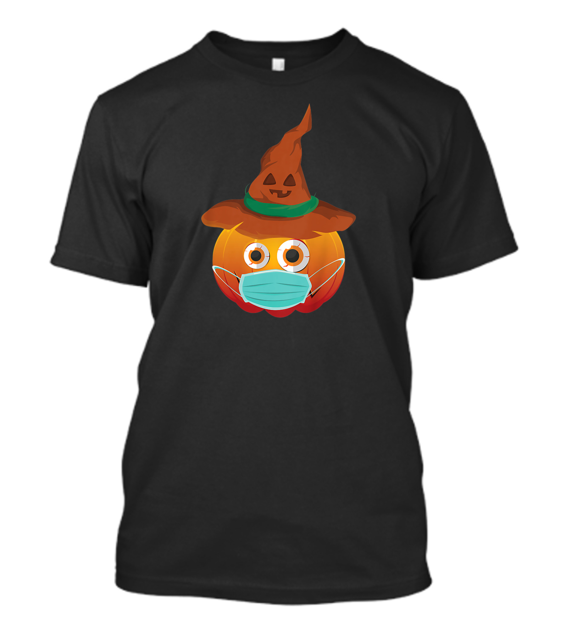 Funny Pumpkin Mask Witch Hat Costume T-Shirt