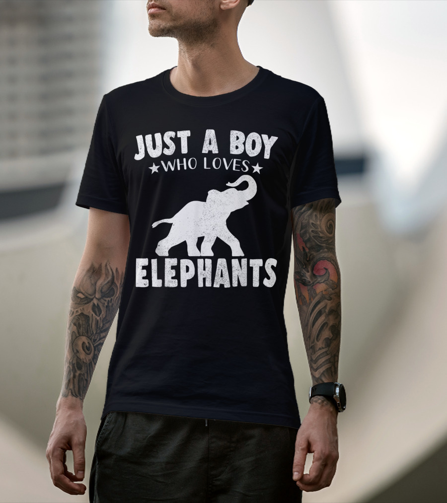 Just A Boy Who Loves Elephants Cool Animals Lover Basic T-Shirt