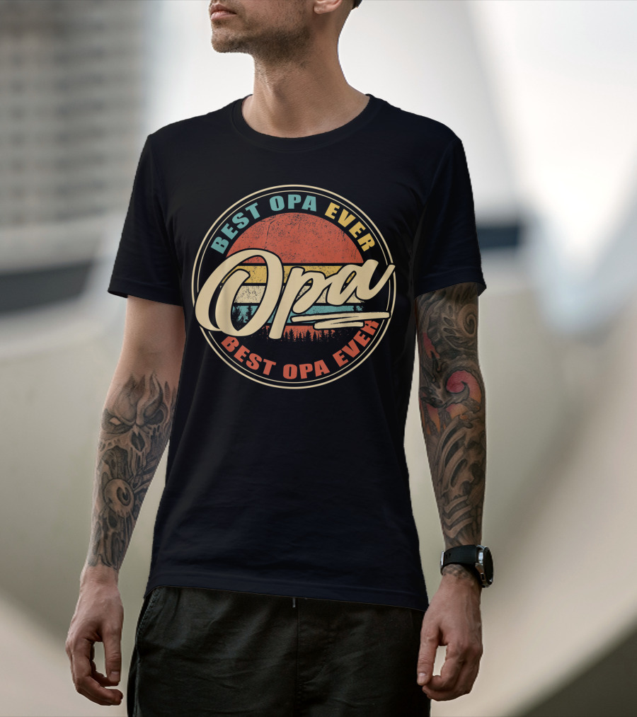 Best Opa Ever Vintage Sunset Forest T-Shirt