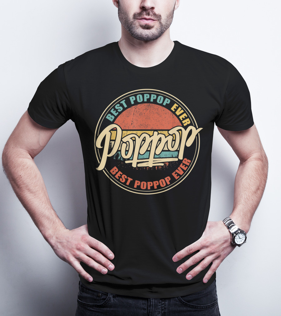 Best Poppop Ever Vintage Sunset Retro Grandpa Papa T-Shirt