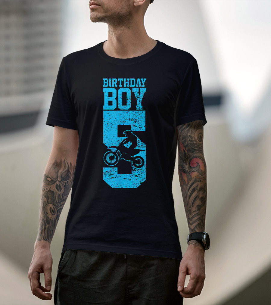 Birthday Boy 5 Motocross Dirt Bike T-Shirt