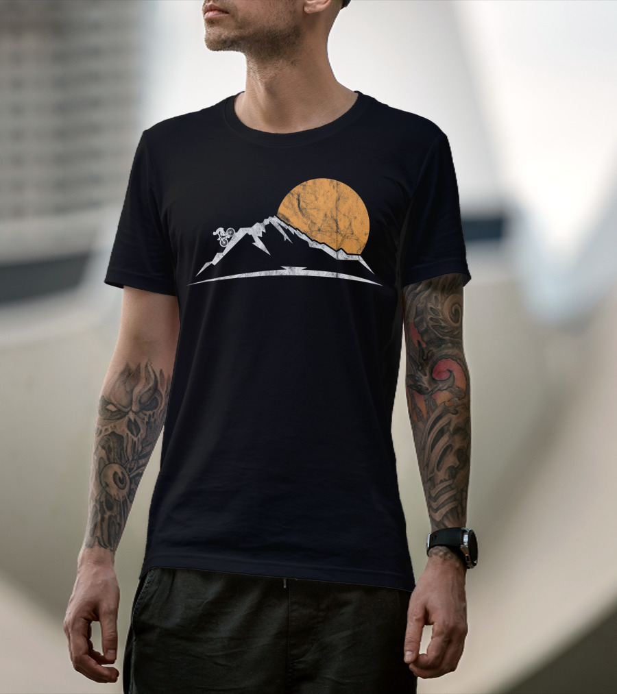 Mountain Bike MTB Downhill Biking Cycling With Sun And Mountain T-Shirt