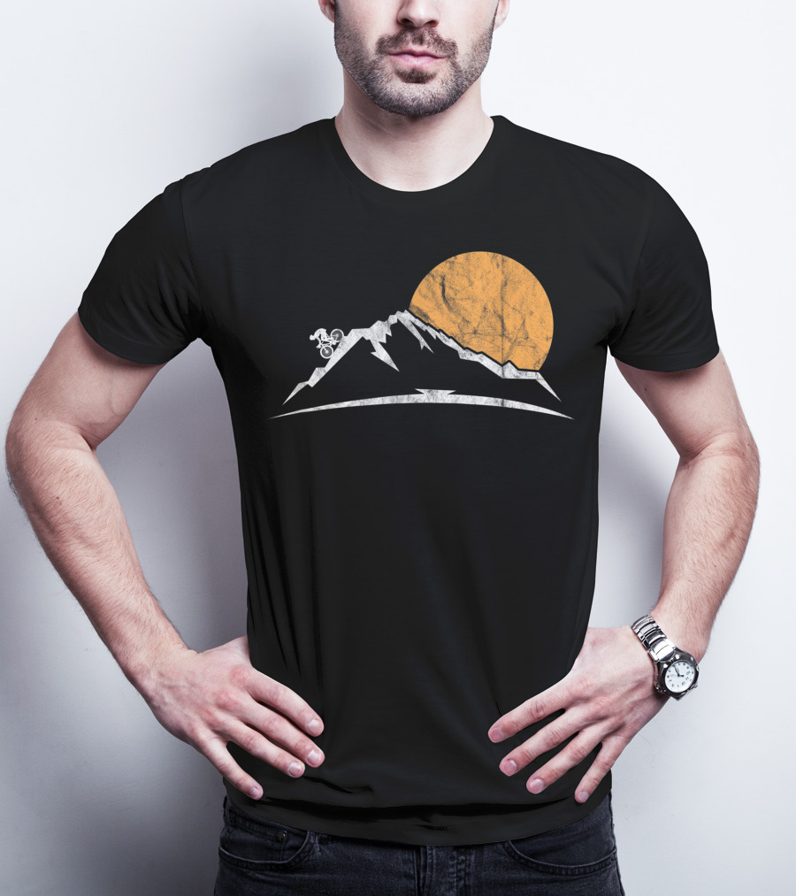 Mountain Bike MTB Downhill Biking Cycling With Sun And Mountain T-Shirt