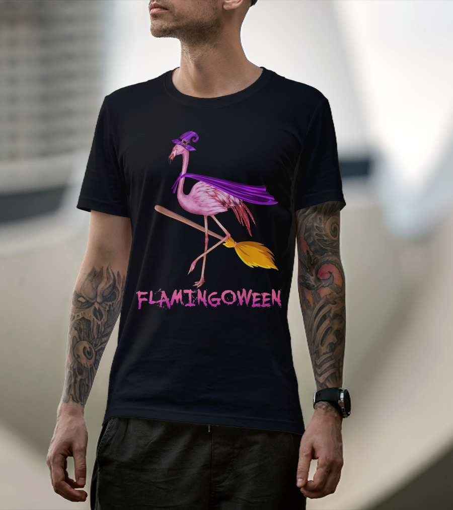 Flamingoween Funny Flamingo Witch Halloween Costume Best T-Shirt