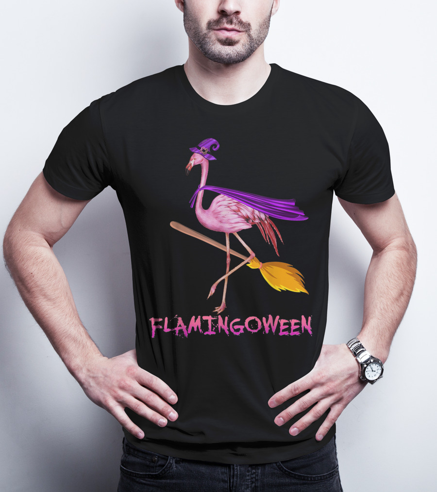 Flamingoween Funny Flamingo Witch Halloween Costume Best T-Shirt