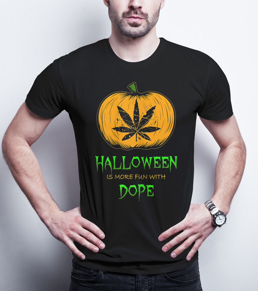 Halloween Is More Fun With Dope Pumpkin Leaf T-Shirt