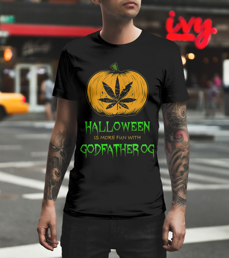 Halloween Is More Fun With Godfather OG Weed Pumpkin T-Shirt