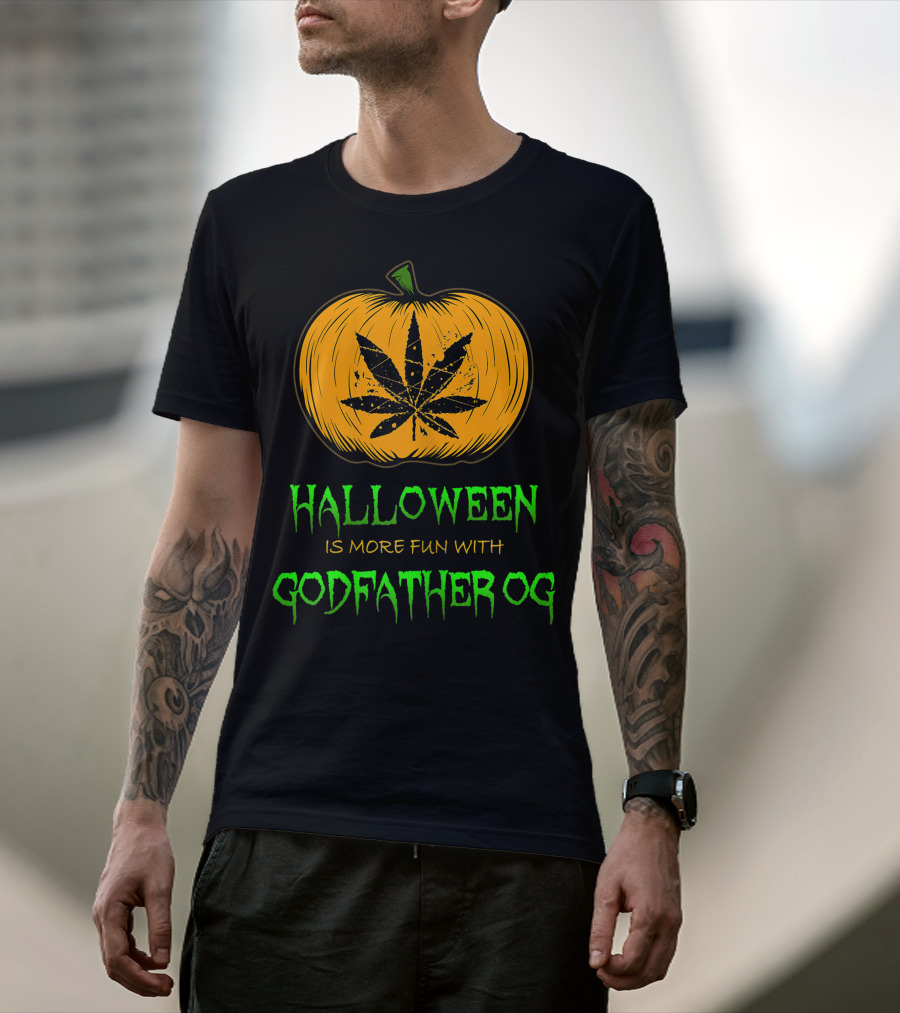 Halloween Is More Fun With Godfather OG Weed Pumpkin T-Shirt