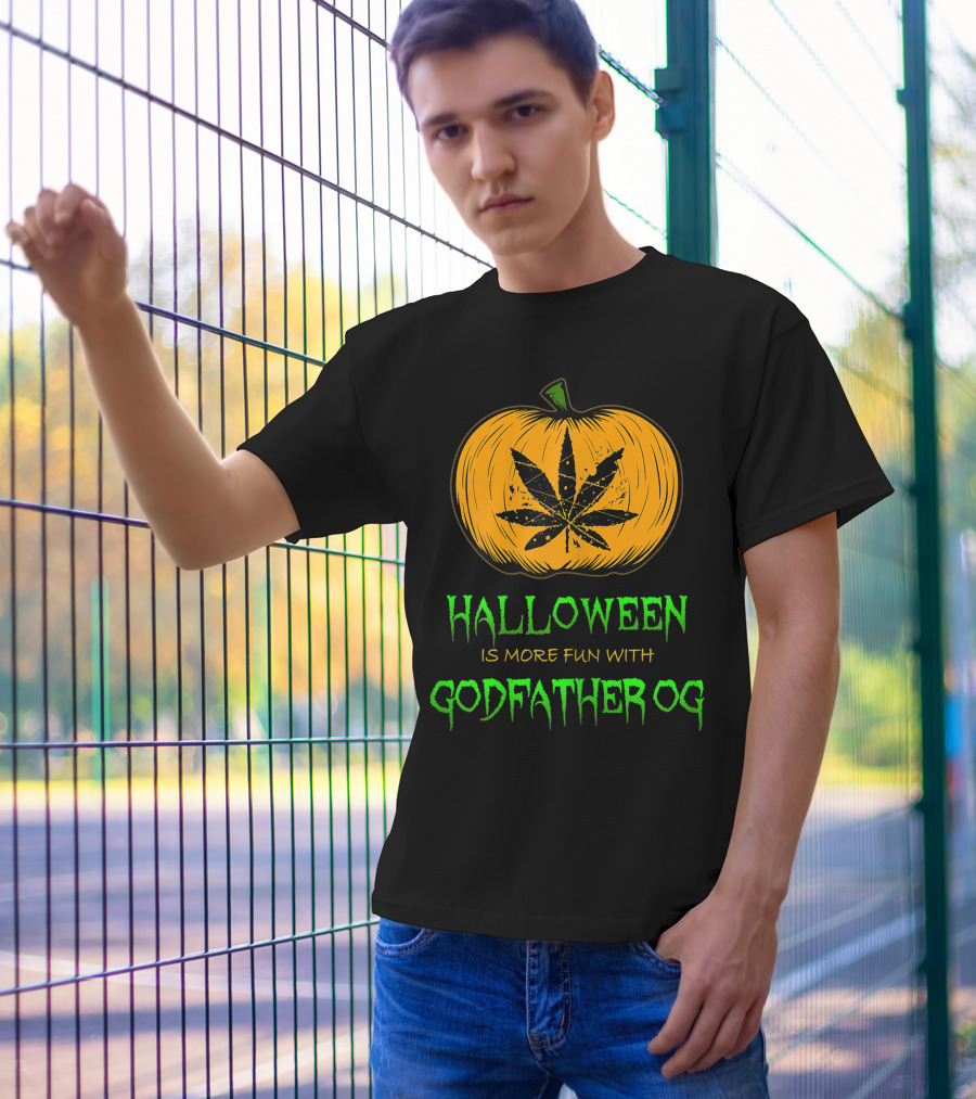 Halloween Is More Fun With Godfather OG Weed Pumpkin T-Shirt