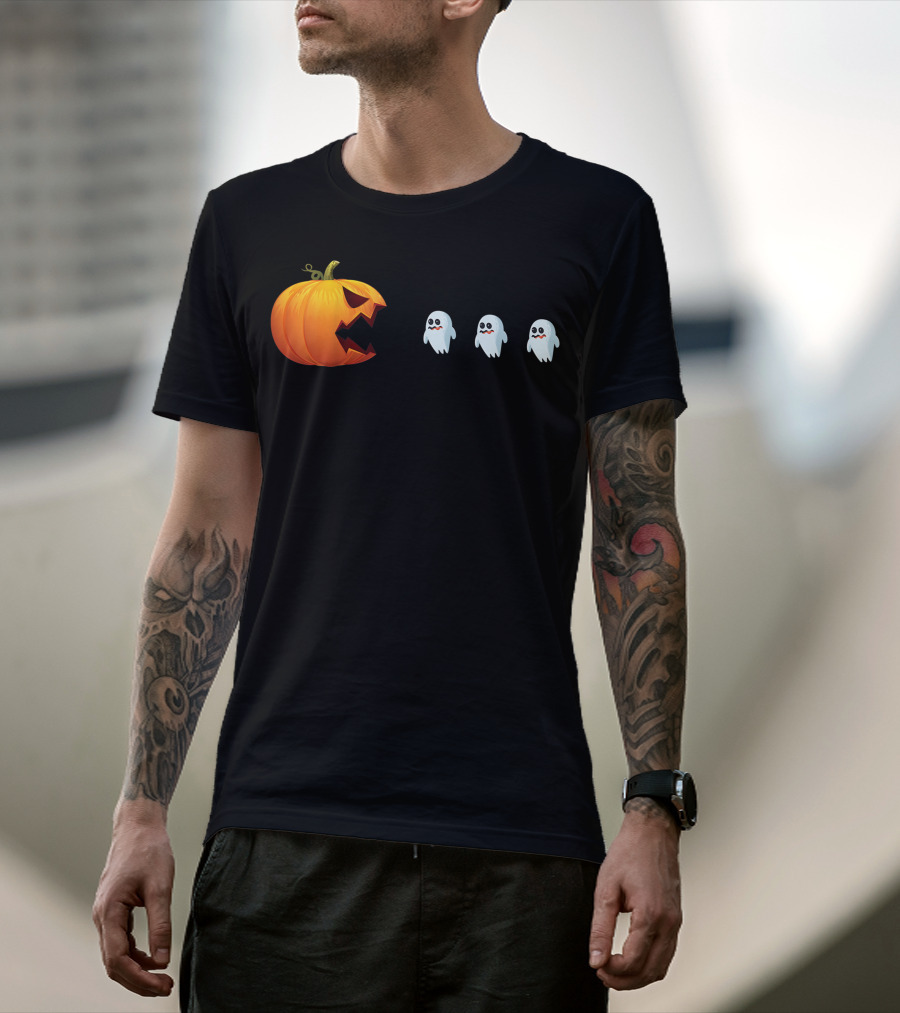 Halloween Jackolantern Chasing Ghosts Pumpkin Ghost Hunter T-Shirt