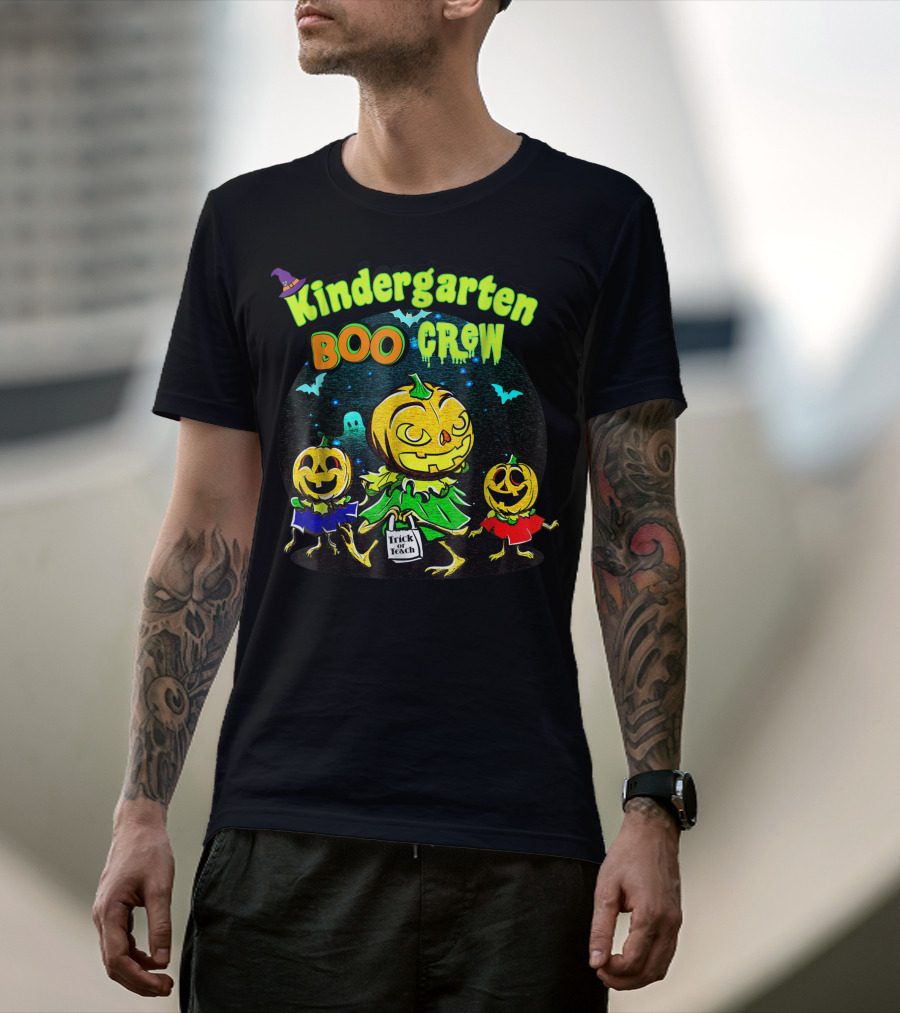 Kindergarten Boo Crew Halloween Trick Or Teach Pumpkin Gang T-Shirt