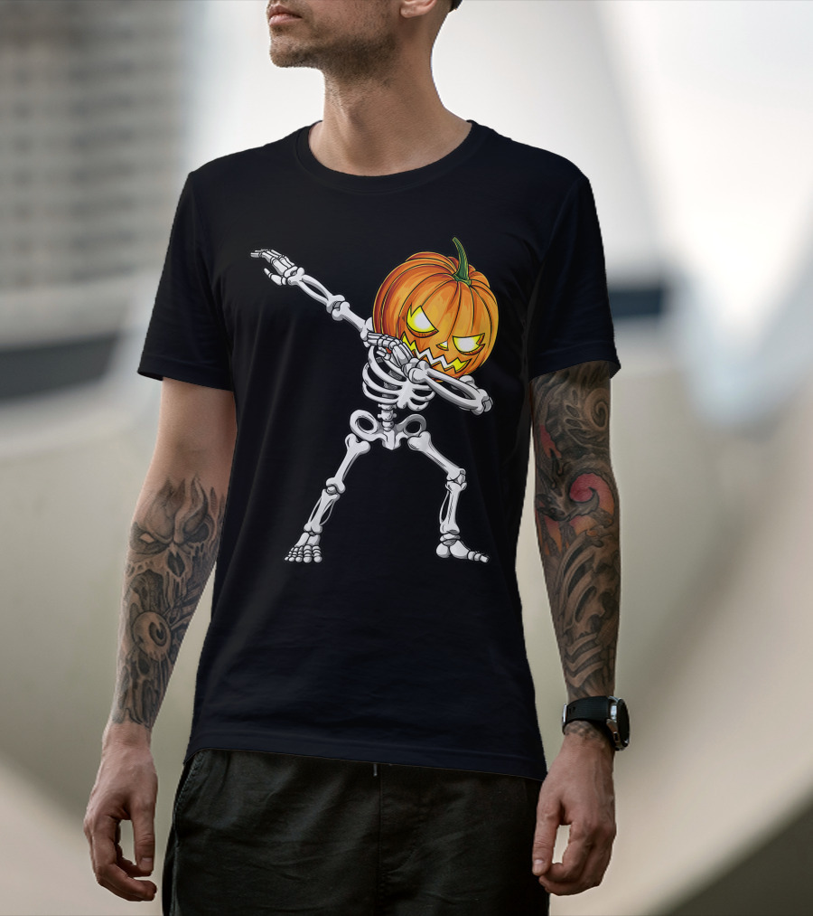 Dabbing Skeleton Pumpkin Halloween Best T-Shirt
