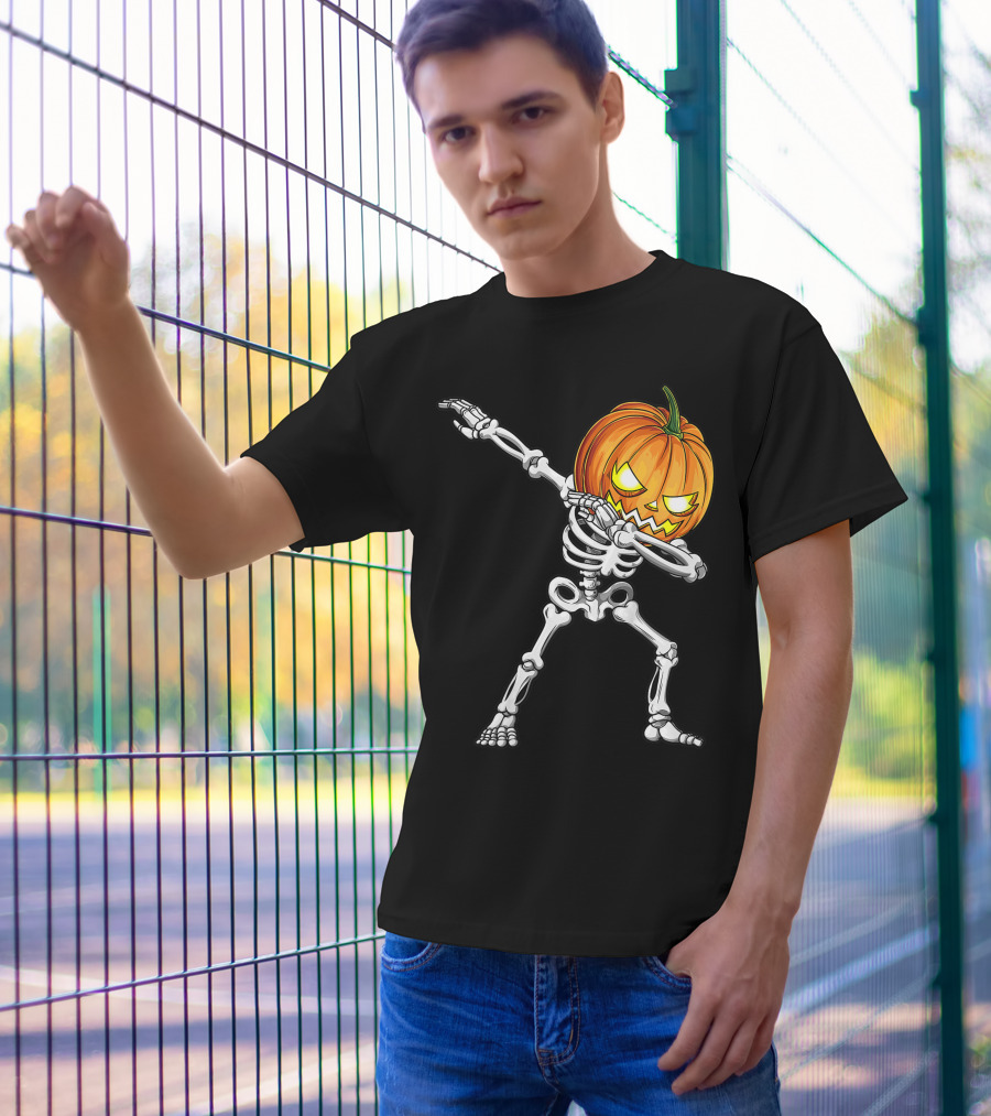 Dabbing Skeleton Pumpkin Halloween Best T-Shirt