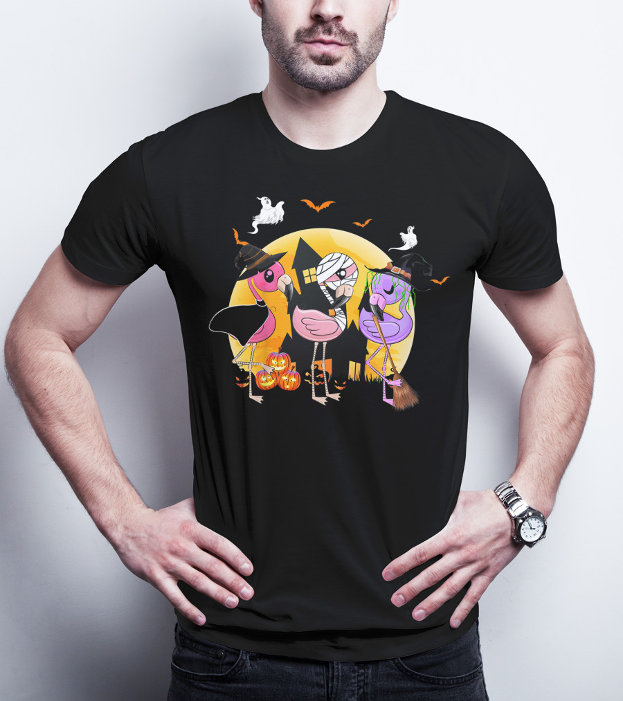 Funny Halloween Party Flamingo Lover Pumpkin Best T-Shirt