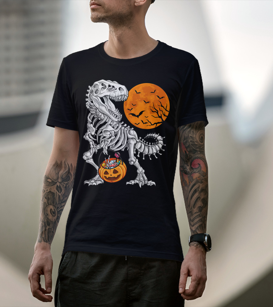 Dinosaur Skeleton Rex Scary Halloween T-Shirt