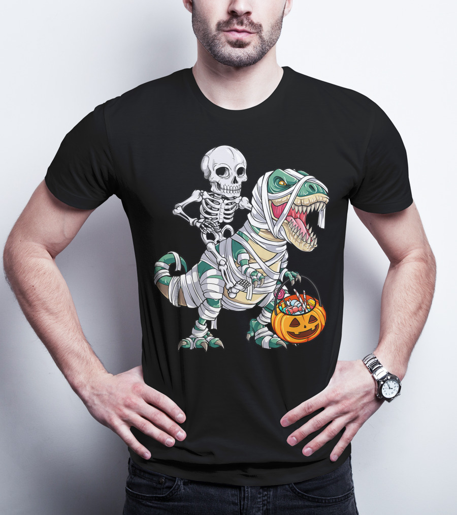 Skeleton Mummy Dinosaur Rex Halloween Best T-Shirt