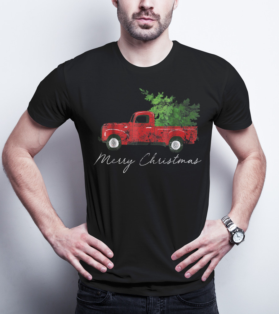 Merry Christmas Vintage Wagon Christmas Tree On Car Xmas Vacation T-Shirt