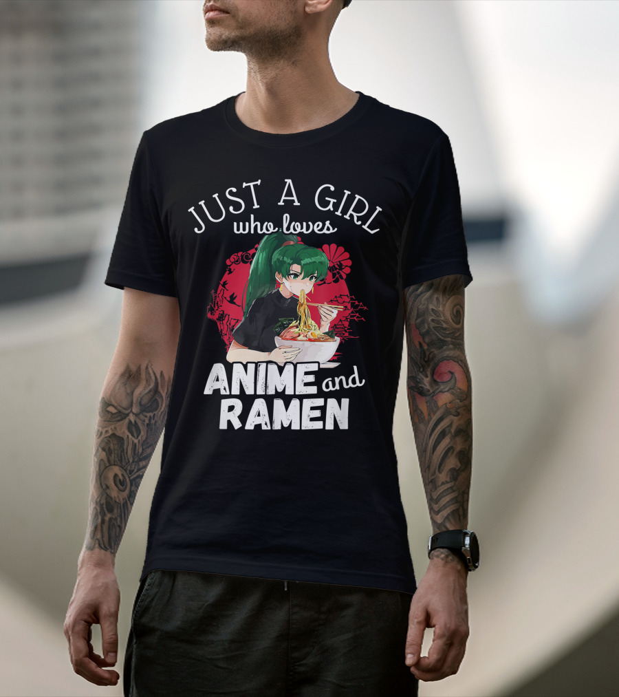 Just A Girl Who Loves Anime And Ramen Manga Aesthetic Japan Style Kawaii T-Shirt