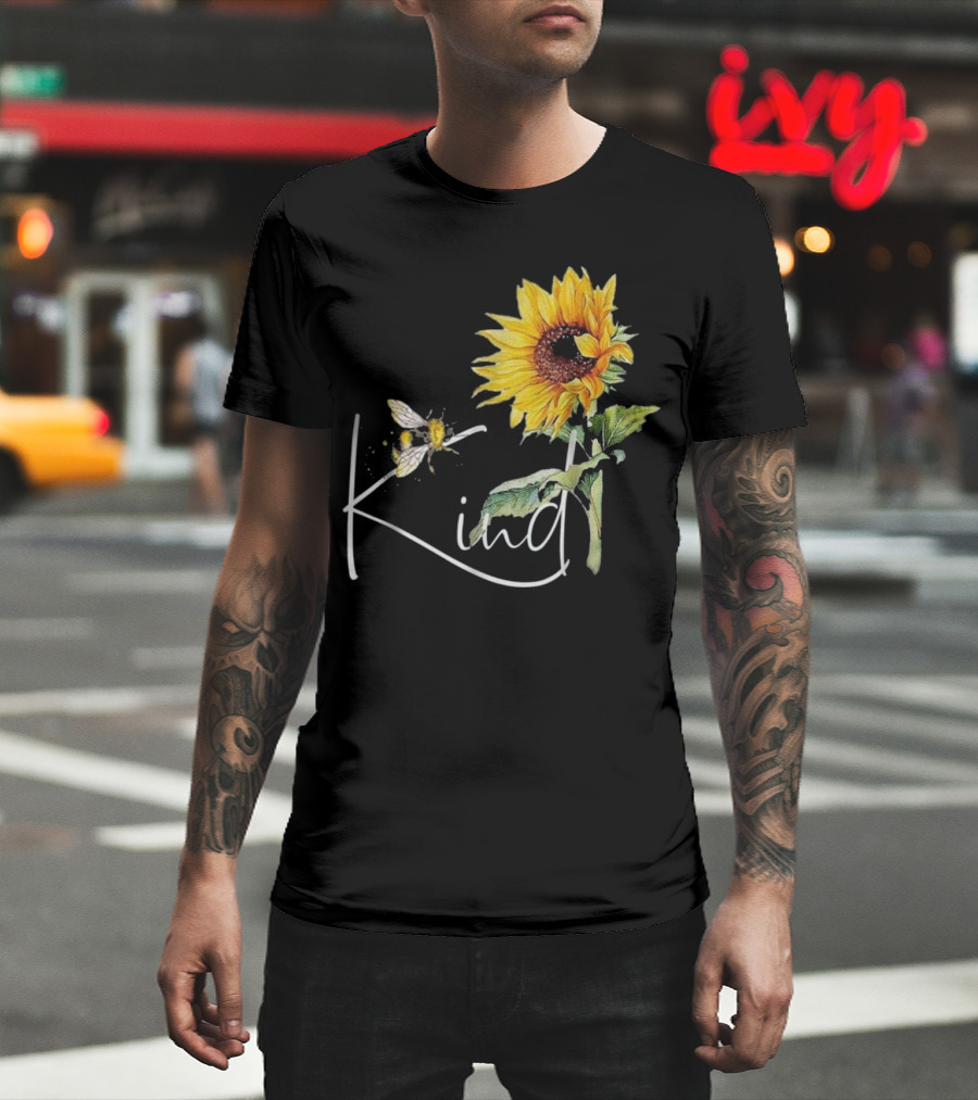 Kind Bee Sunflower Teacher T-Shirt