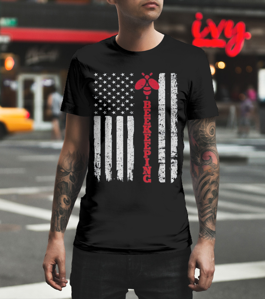 American Flag Beekeeping USA Bee T-Shirt
