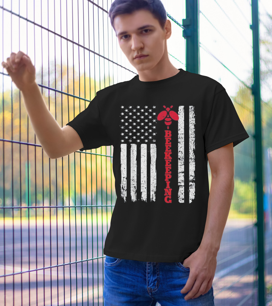 American Flag Beekeeping USA Bee T-Shirt