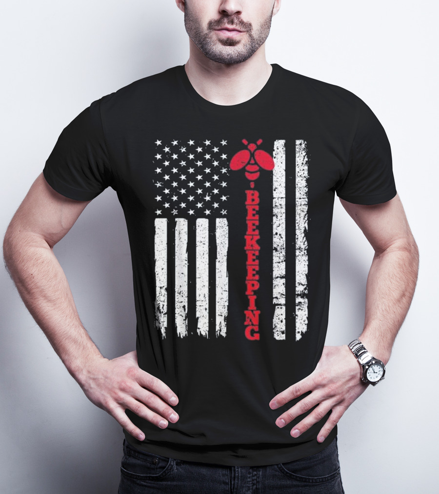 American Flag Beekeeping USA Bee T-Shirt