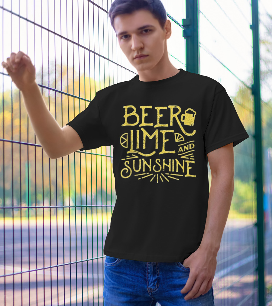 Beer Lime And Sunshine Funny Mexican Cinco Concept T-Shirt