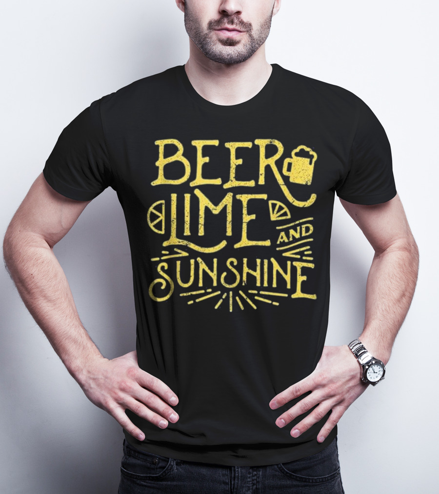 Beer Lime And Sunshine Funny Mexican Cinco Concept T-Shirt