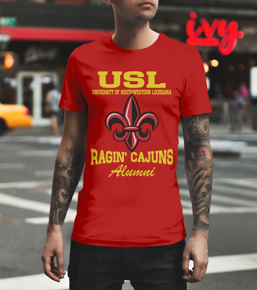 USL University Of Southwestern Louisiana Ragin' Cajuns Alumni Fleur-de-Lis T-Shirt