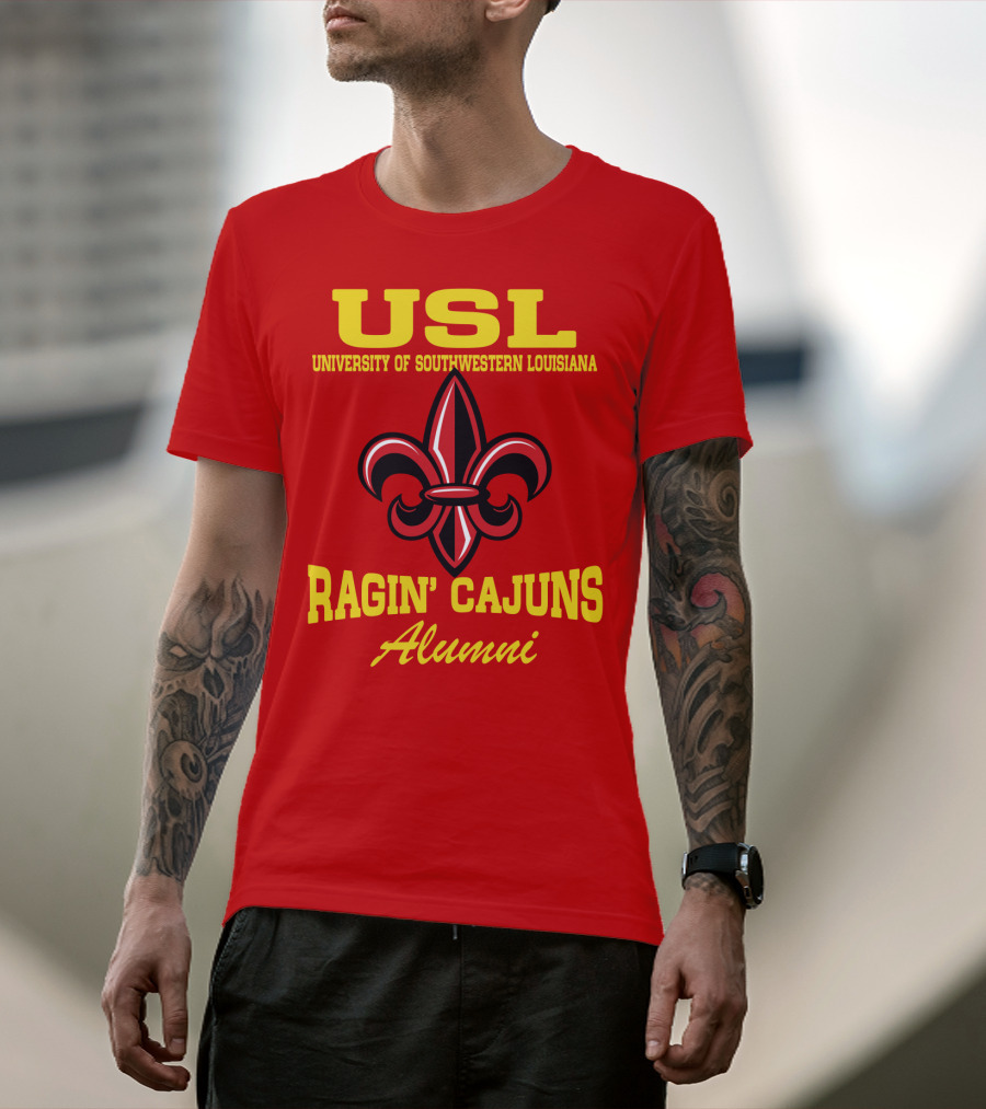 USL University Of Southwestern Louisiana Ragin' Cajuns Alumni Fleur-de-Lis T-Shirt