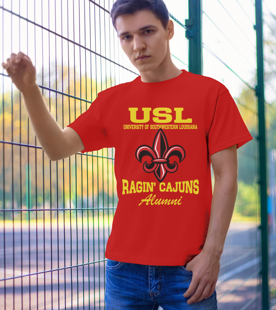 USL University Of Southwestern Louisiana Ragin' Cajuns Alumni Fleur-de-Lis T-Shirt
