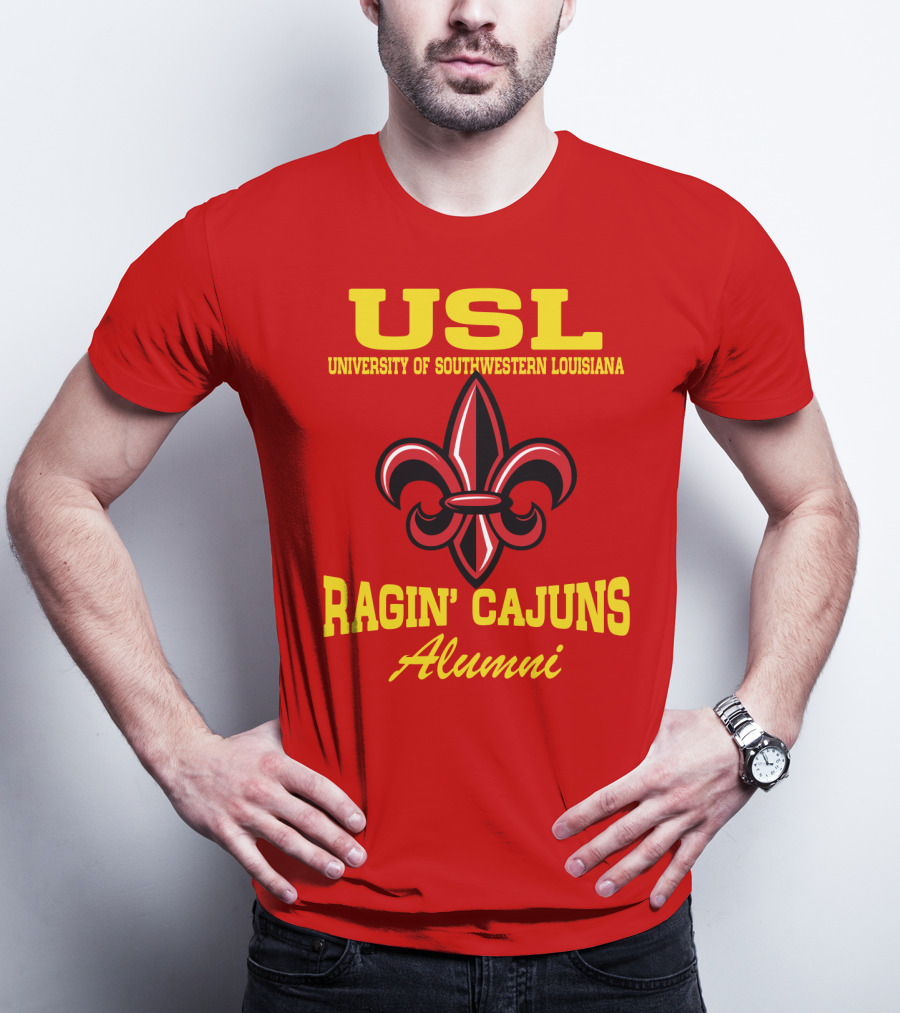 USL University Of Southwestern Louisiana Ragin' Cajuns Alumni Fleur-de-Lis T-Shirt