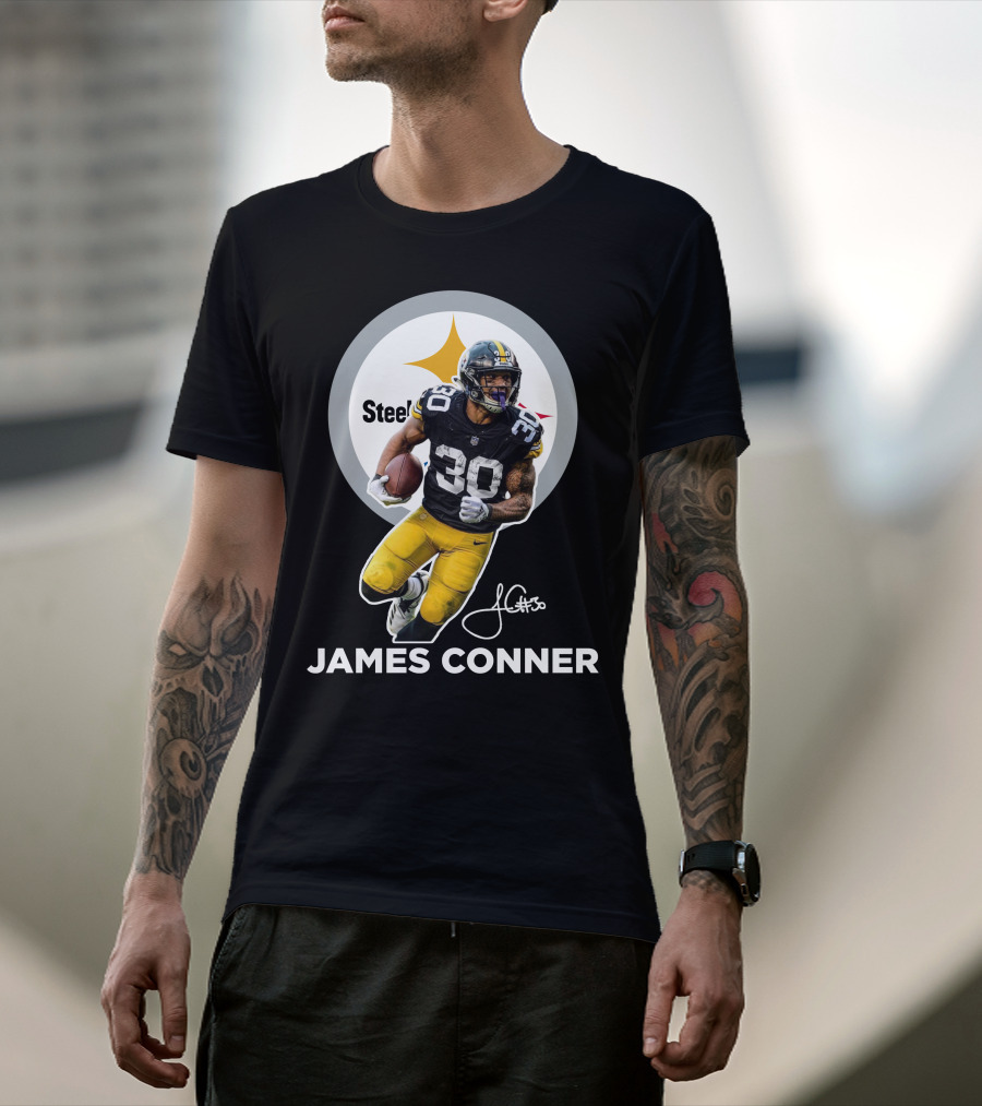 Steelers James Conner #30 Football Player Signature T-Shirt
