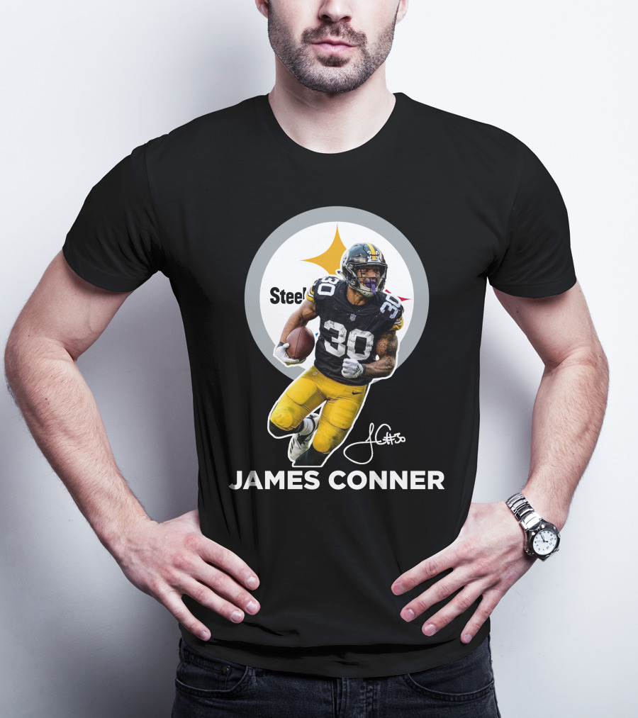 Steelers James Conner #30 Football Player Signature T-Shirt