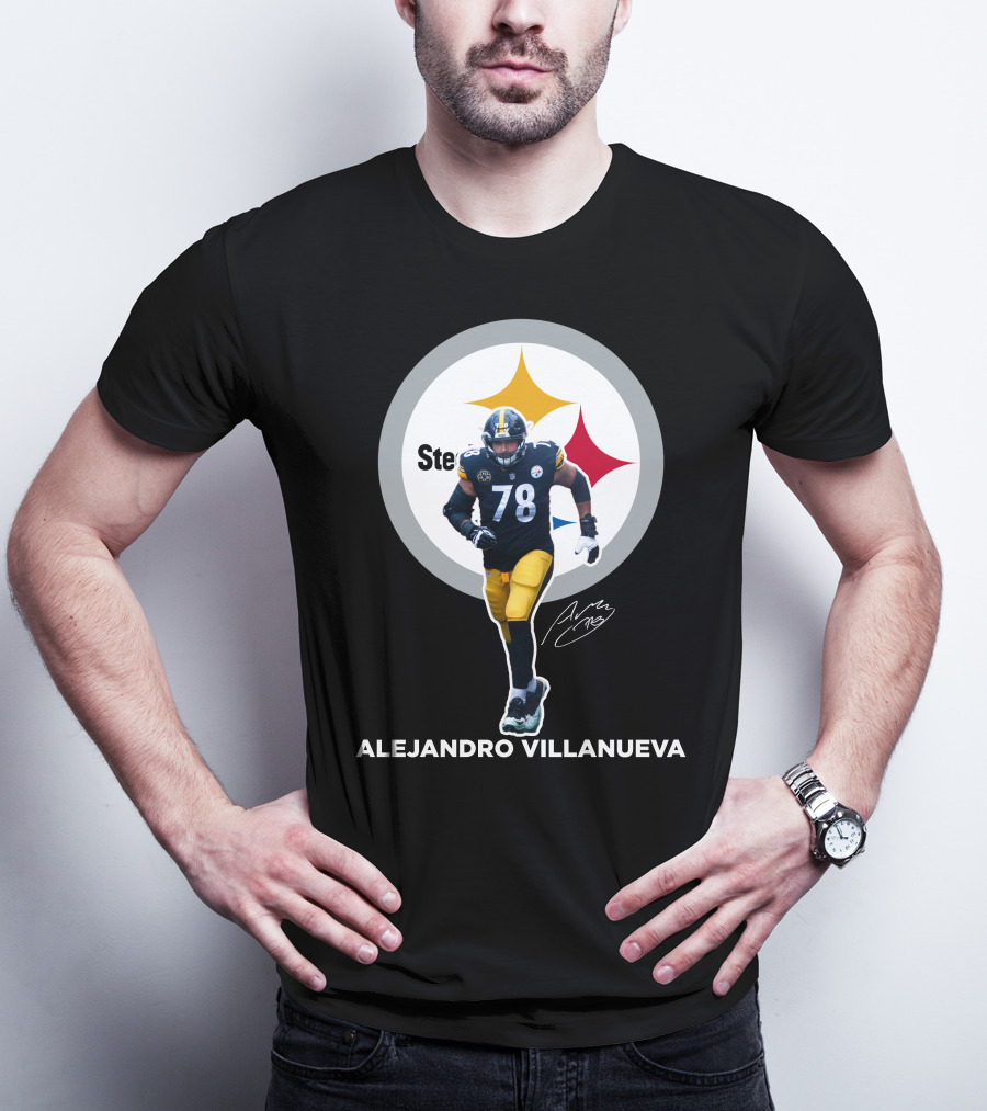 Steelers Alejandro Villanueva 78 Player Signature T-Shirt