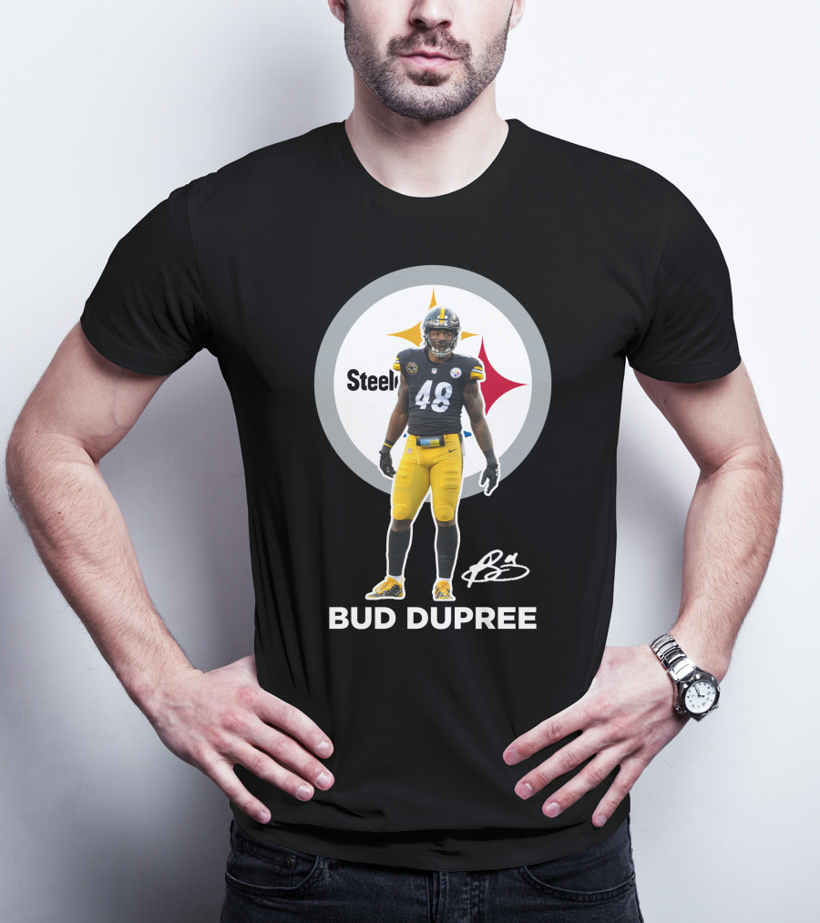 Bud Dupree Steelers 48 Football Player Autograph Signature T-Shirt