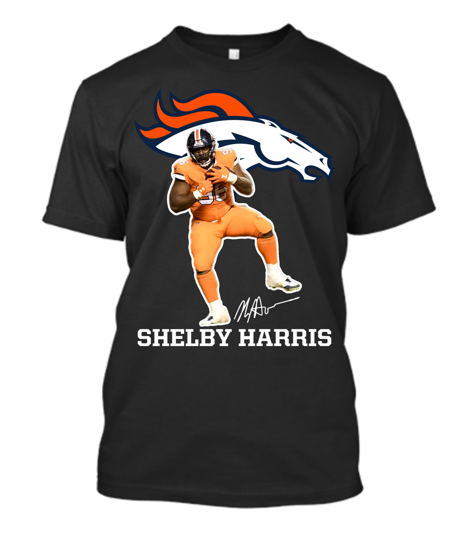 Shelby Harris Denver Broncos Official Signature Football Player Merchandise T-Shirt